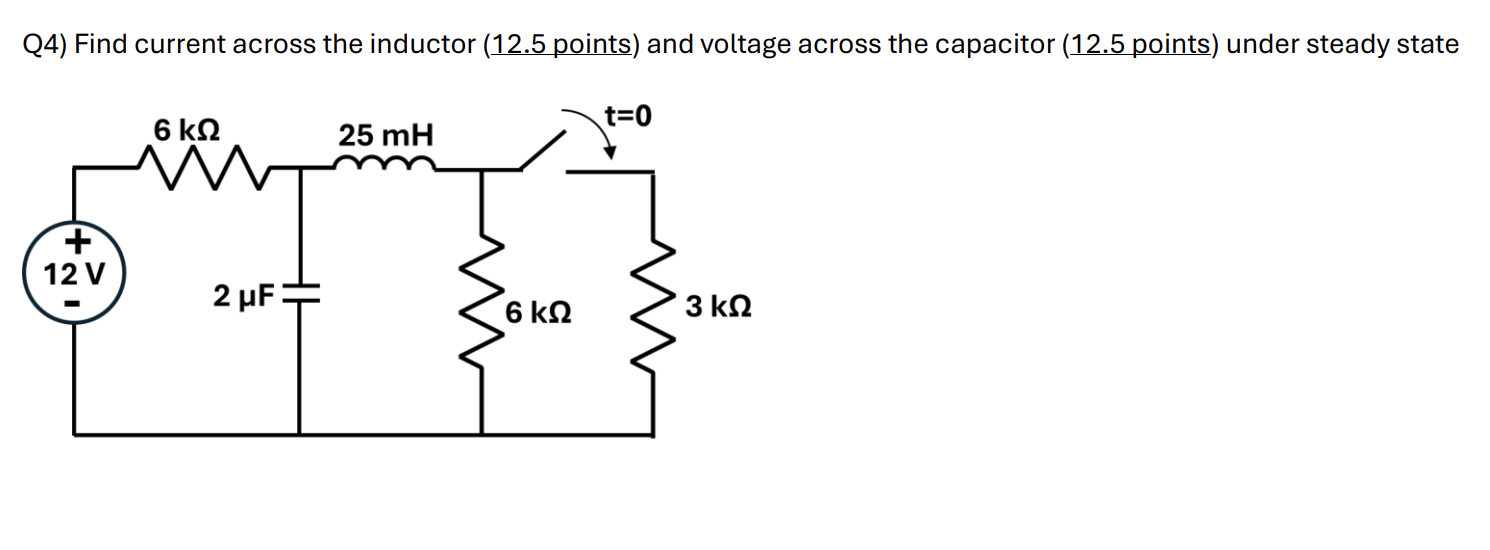 Solved Q4) ﻿Find current across the inductor (12.5 ﻿points) | Chegg.com