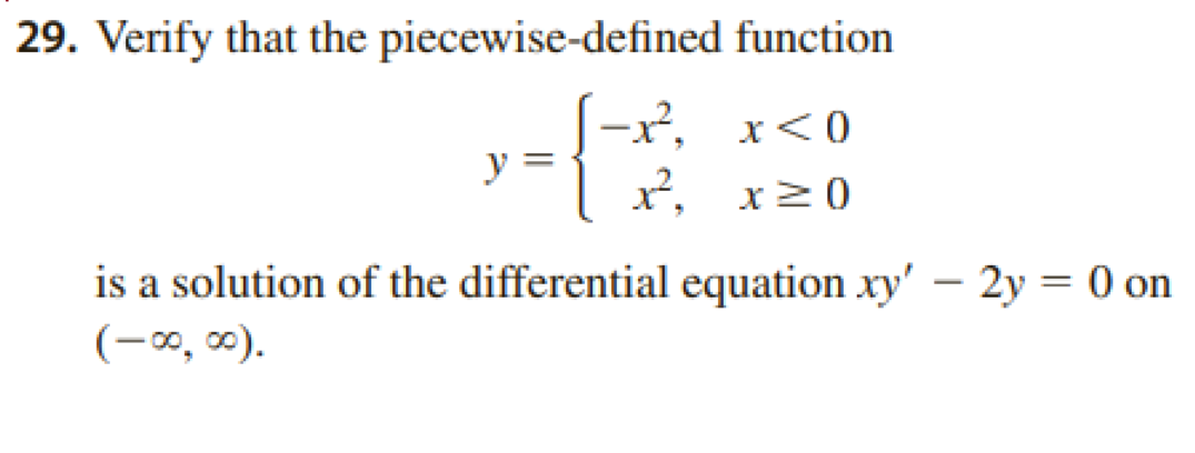 Solved = 29. Verify that the piecewise-defined function -x?, | Chegg.com