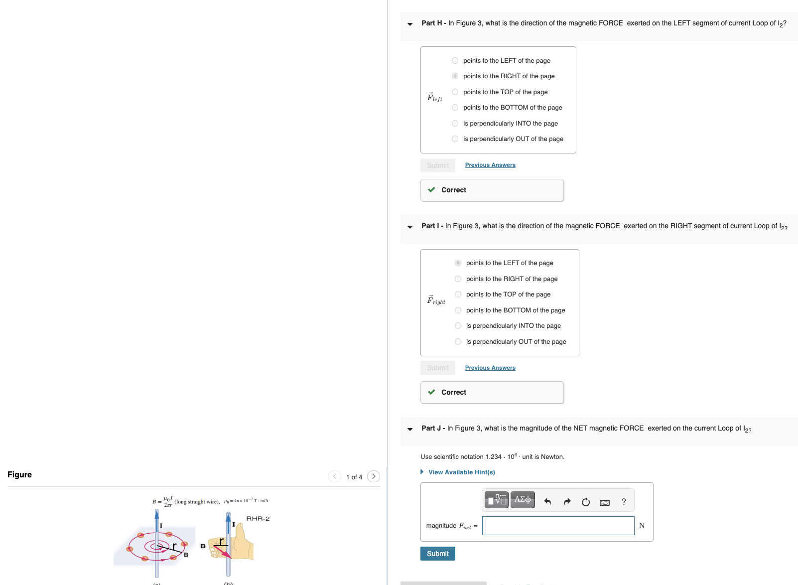 Solved Part H - In Figure 3, what is the direction of the | Chegg.com