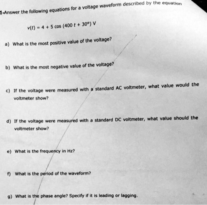 Solved 1-Answer the following equations for a voltage | Chegg.com