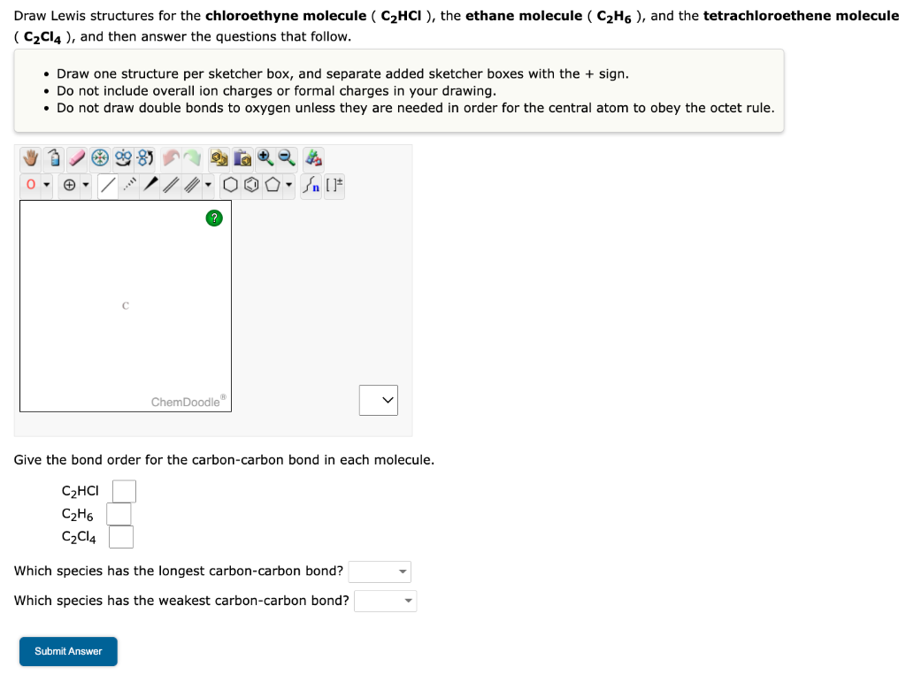 Solved Draw Lewis structures for the chloroethyne molecule | Chegg.com