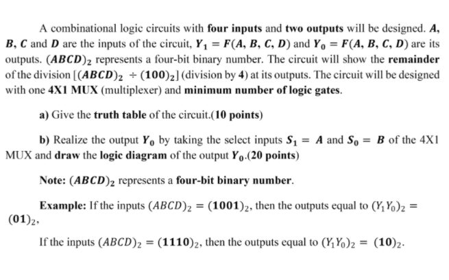 Solved A combinational logic circuits with four inputs and | Chegg.com
