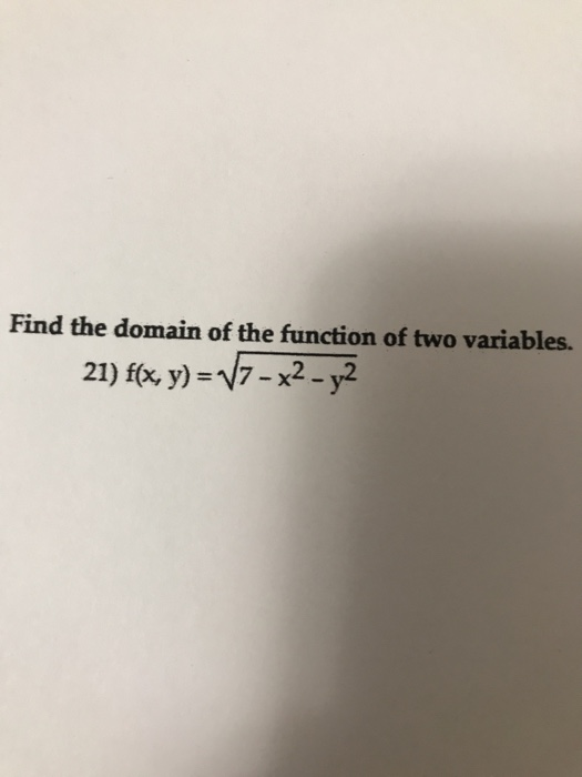 Solved Find the domain of the function of two variables. 21) | Chegg.com