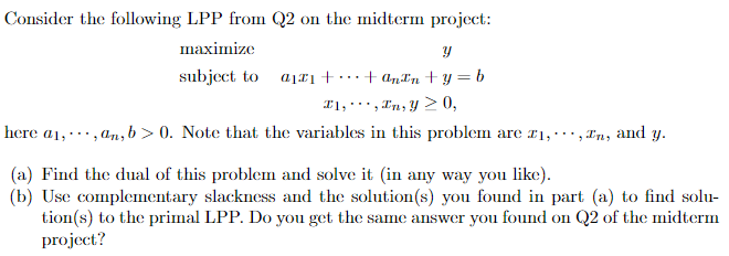 Solved Consider the following LPP from Q2 on the midterm | Chegg.com