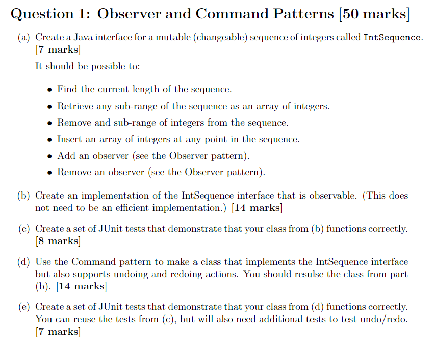 Question 1: Observer and Command Patterns [50 marks | Chegg.com