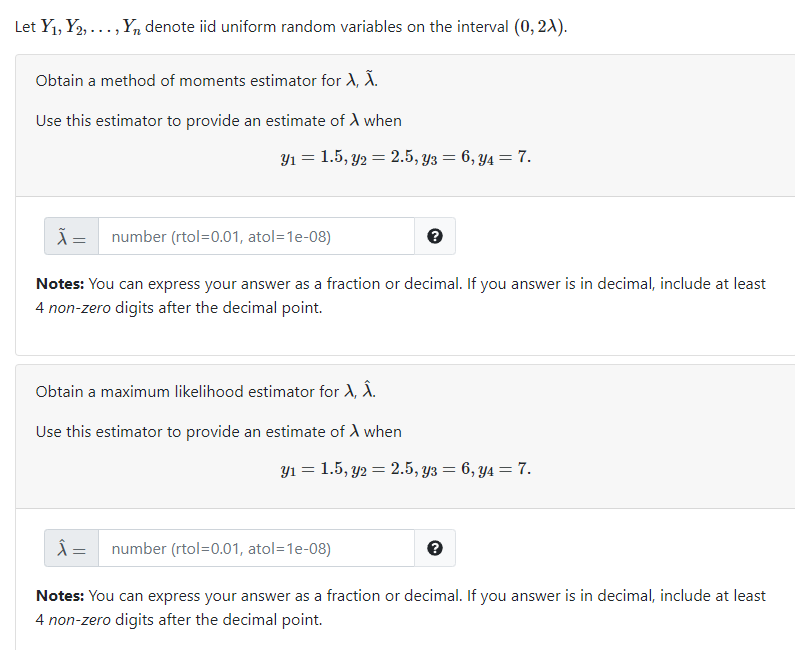 Solved Let Y1, Y2, ..., Yn denote iid uniform random | Chegg.com