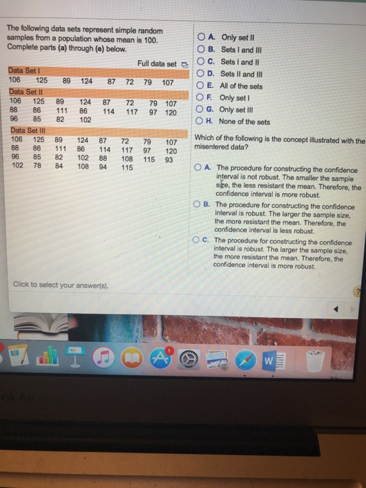 Solved The following data sets represent simple random | Chegg.com