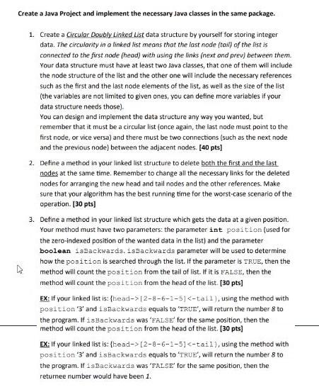 Solved Create a Java Project and implement the necessary | Chegg.com