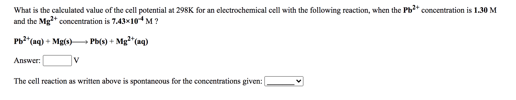 Solved What is the calculated value of the cell potential at | Chegg.com