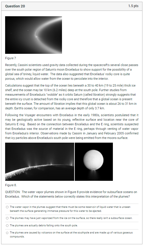 Solved Recently, Cassini scientists used gravity data | Chegg.com