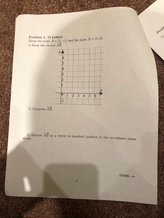 Solved Problem 1. (3 points) Given the point A (2,-1) and | Chegg.com