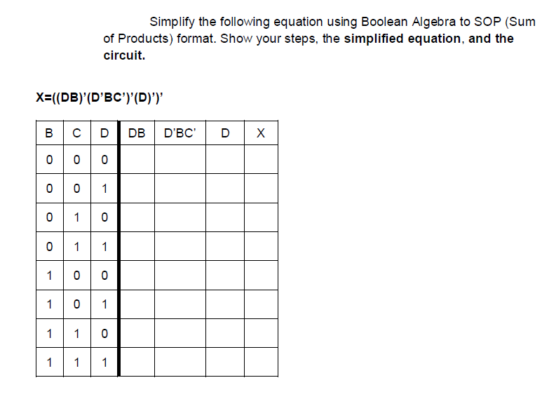 Solved Simplify the following equation using Boolean Algebra | Chegg.com
