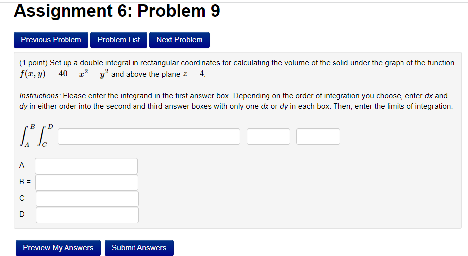 Solved Assignment 6 Problem 9 Previous Problem Problem List Chegg