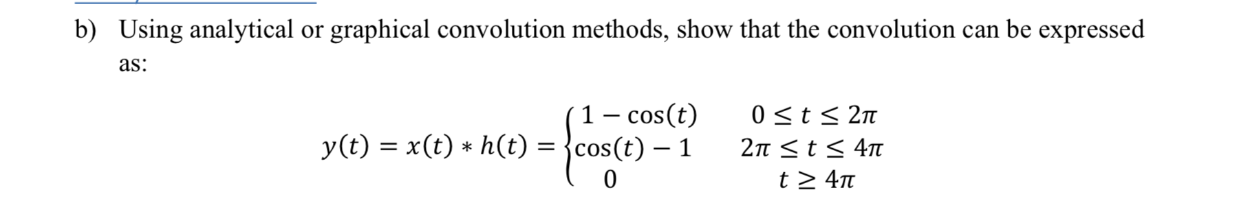b) Using analytical or graphical convolution methods, | Chegg.com