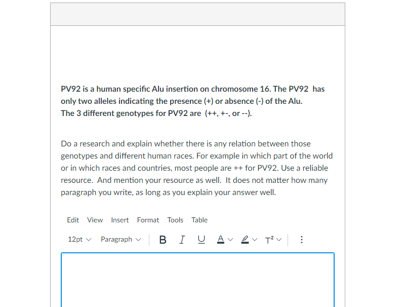 PV92 is a human specific Alu insertion on chromosome | Chegg.com