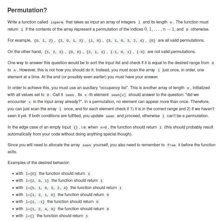 Solved Permutation? Write a function called isperm that | Chegg.com