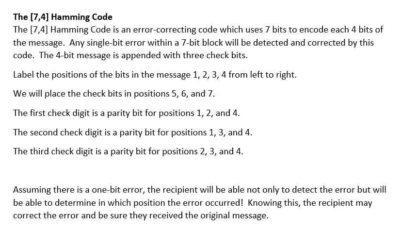 The [7 4] Hamming Code The [7 4] Hamming Code Is An