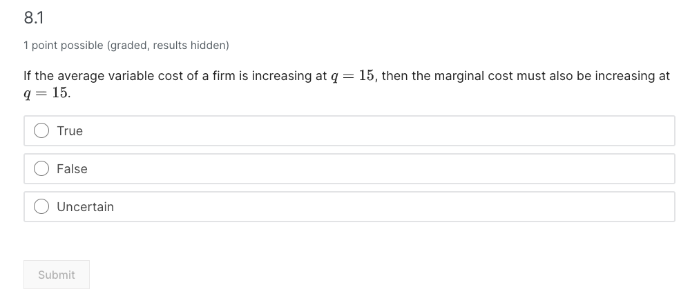 Solved 8.1 1 point possible (graded, results hidden) If the | Chegg.com