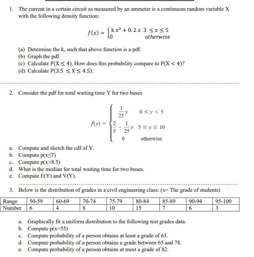 Solved 1. The current in a certain circuit as measured by an | Chegg.com