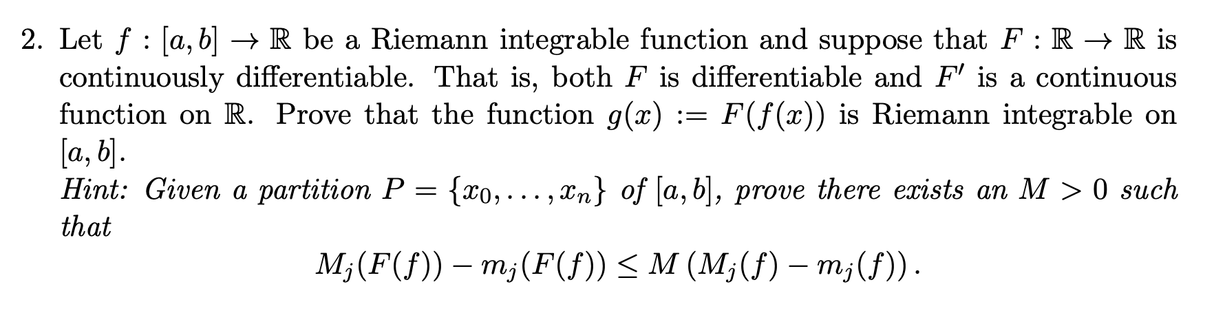 2. Let f [a, b -» R be a Riemann integrable function | Chegg.com
