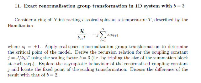 11. Exact renormalisation group transformation in 1D | Chegg.com