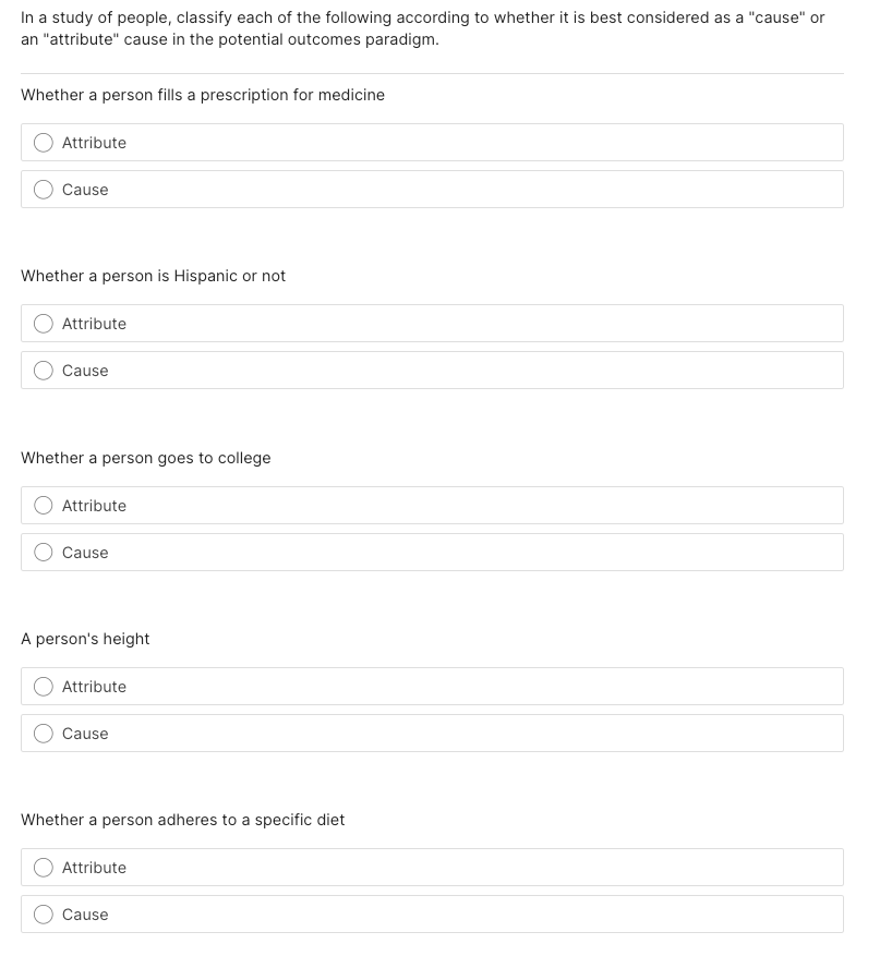 Solved In a study of people, classify each of the following | Chegg.com