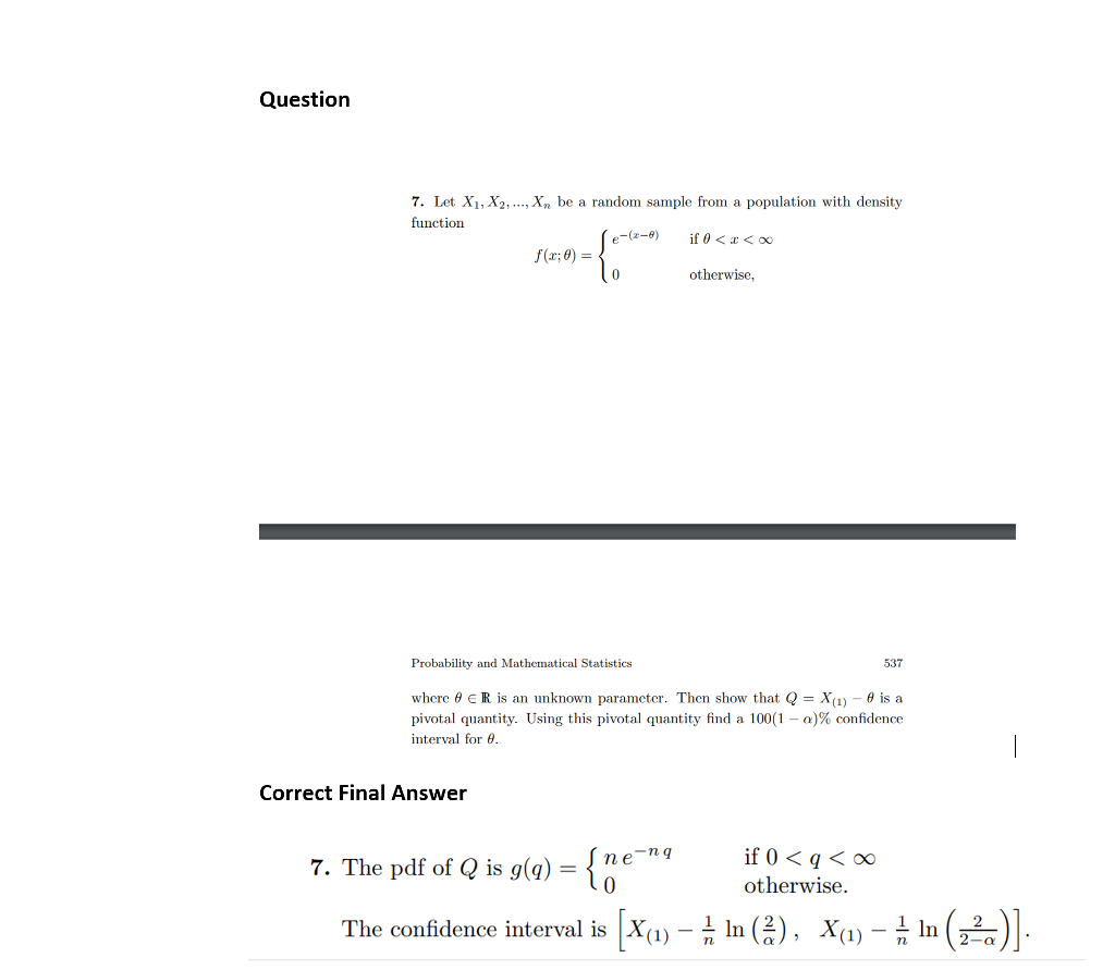 Solved Question 7 Let X1 X2 Xn Be A Random Sample