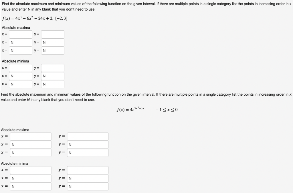 Solved Find The Absolute Maximum And Minimum Values Of The Chegg