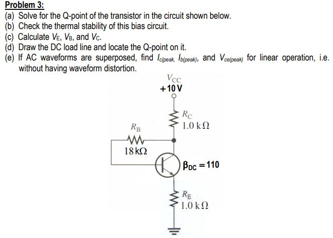 Solved Problem 3: (a) Solve for the Q-point of the | Chegg.com