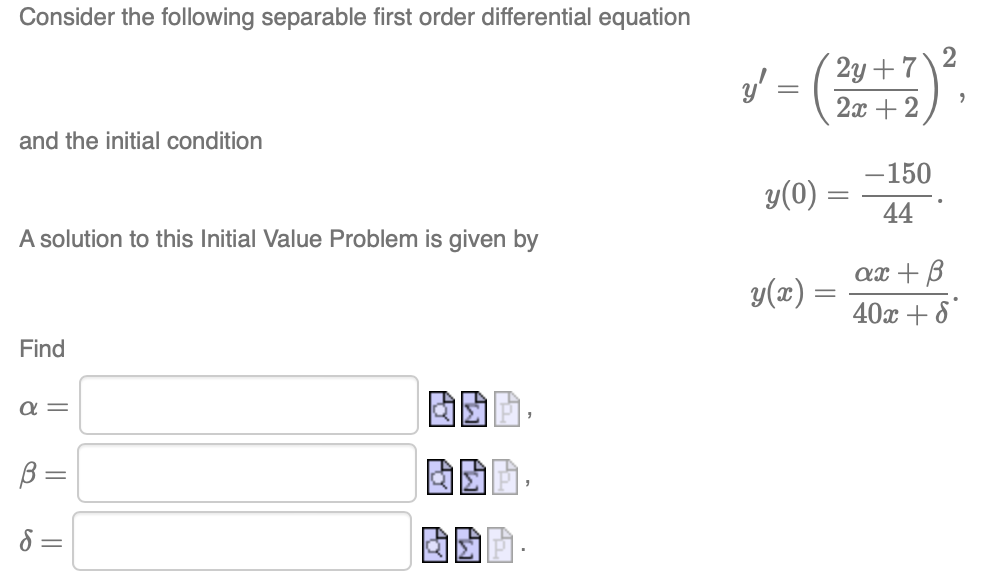 Solved Consider The Following Separable First Order