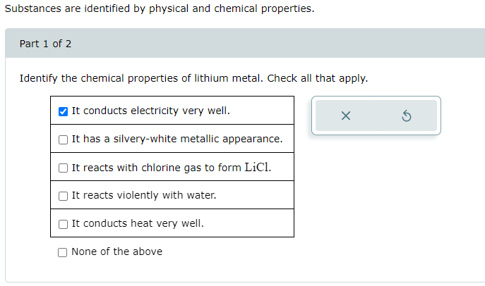 Solved Substances are identified by physical and chemical | Chegg.com