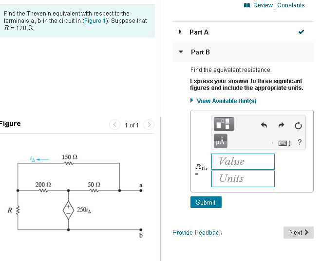 Solved M Review | Constants Find the Thevenin equivalent | Chegg.com