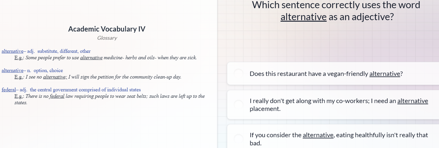 Solved Which sentence correctly uses the wordalternative as | Chegg.com