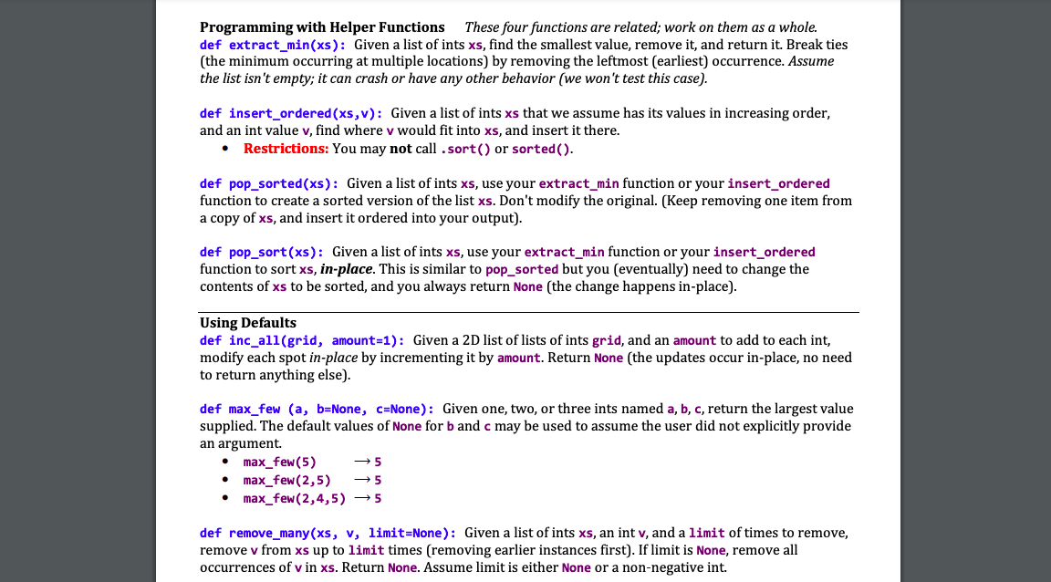 Solved Programming with Helper Functions These four | Chegg.com