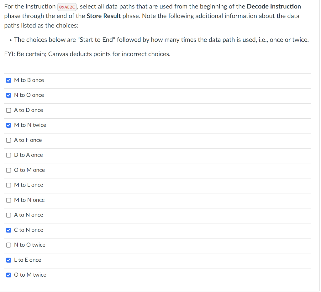 Solved For the instruction , select all data paths that are | Chegg.com