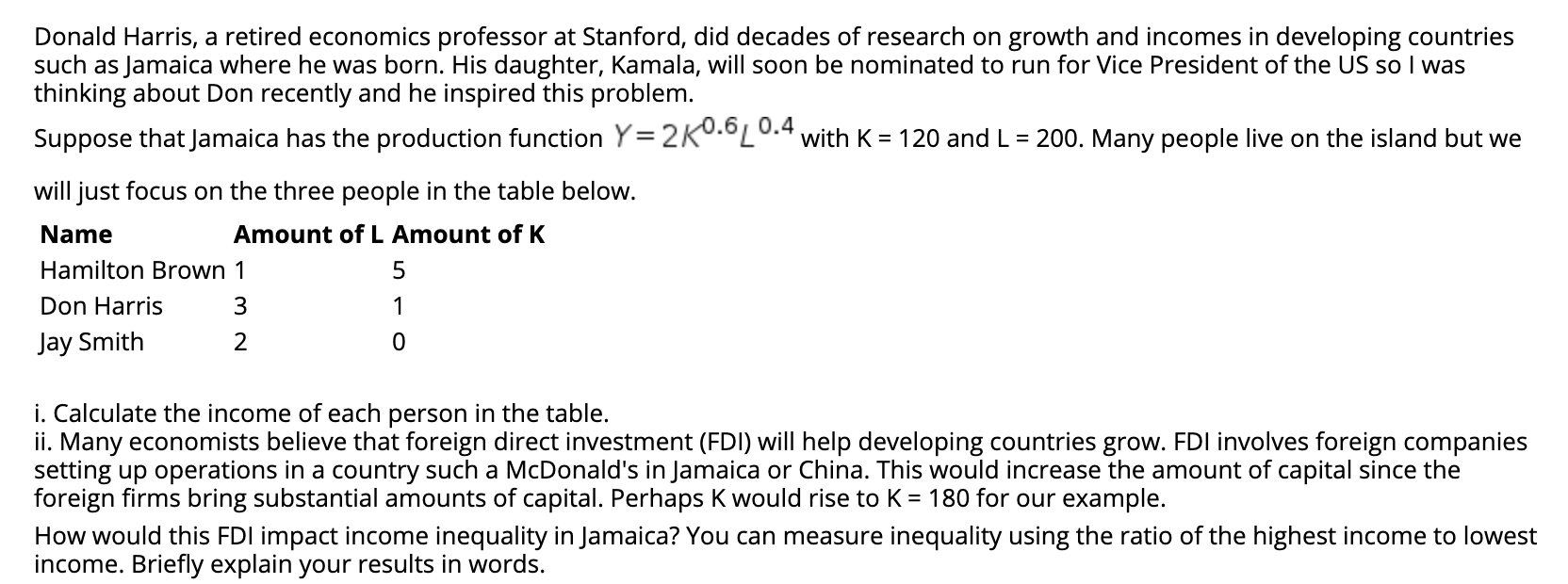 Solved Donald Harris, a retired economics professor at | Chegg.com
