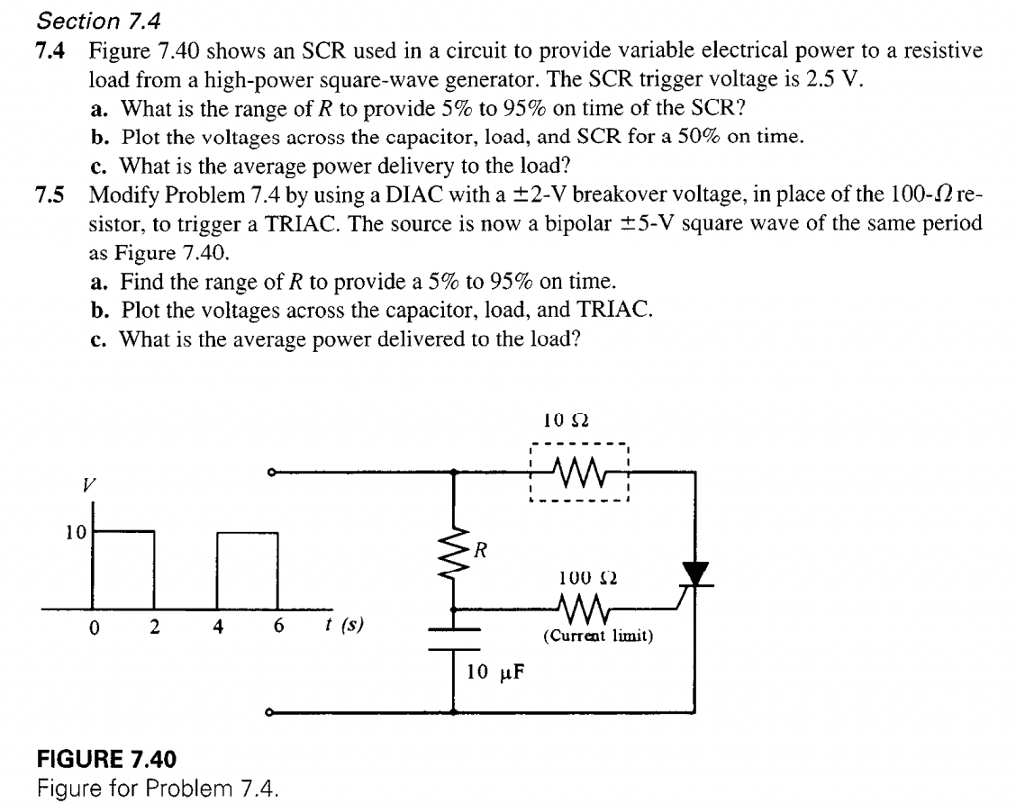 Solved 7.4 Figure 7.40 shows an SCR used in a circuit to | Chegg.com