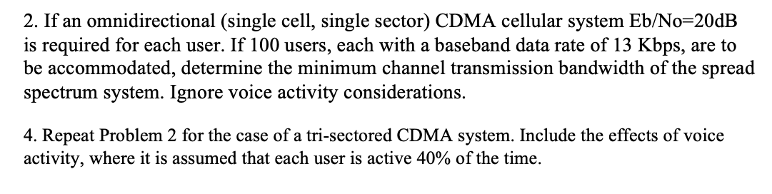 Solved 2. If an omnidirectional (single cell, single sector) | Chegg.com