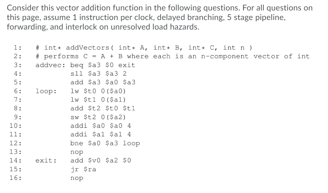 Solved Consider this vector addition function in the | Chegg.com