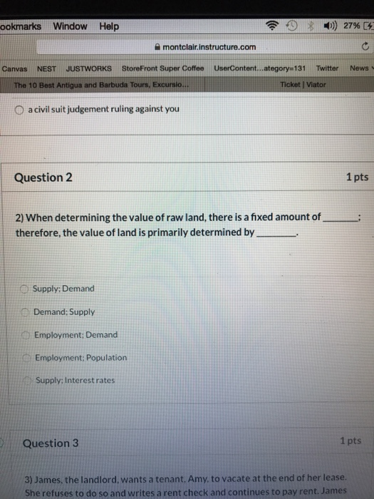 Solved ookmarks Window Help 슬 montclair.instructure.com | Chegg.com