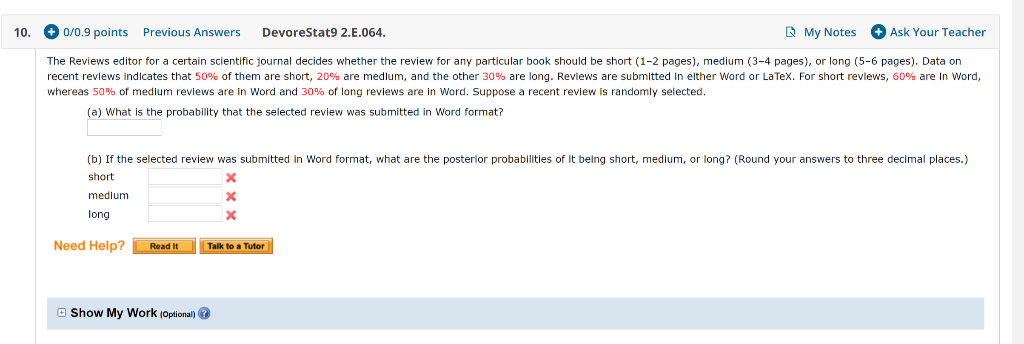 Solved 10. 0/0.9 points Previous Answers DevoreStat9 | Chegg.com Solved 10. 0/0.9 points Previous Answers DevoreStat9 | Chegg.com