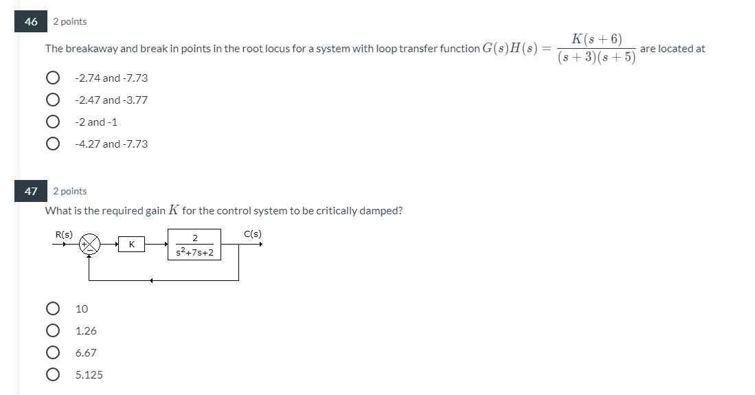 Solved 46 2 points The breakaway and break in points in the | Chegg.com