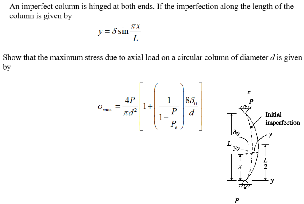 Solved An imperfect column is hinged at both ends. If the | Chegg.com