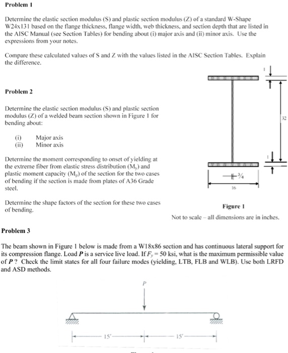Solved Problem Determine the elastic section modulus (S) and | Chegg.com