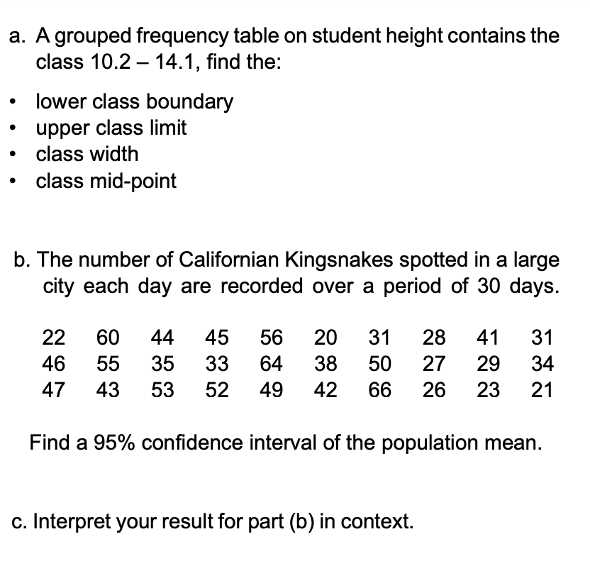 Solved a. A grouped frequency table on student height | Chegg.com