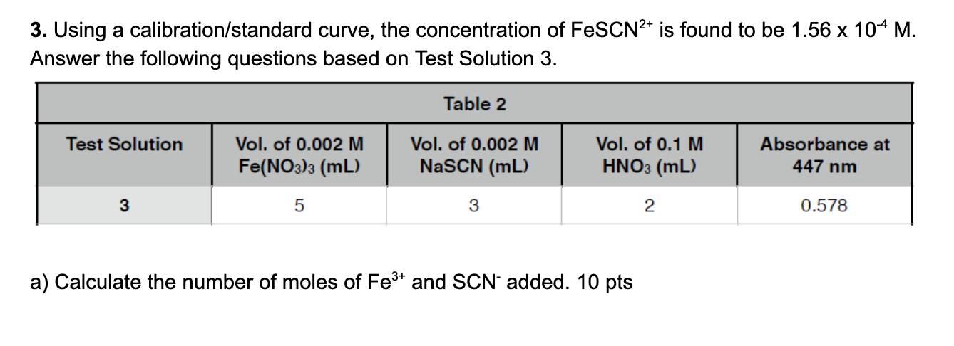 Solved 3. Using a calibration/standard curve, the | Chegg.com