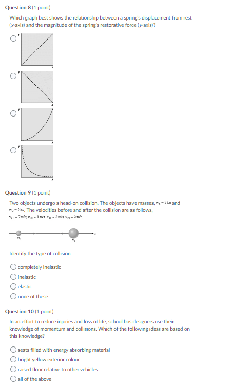 Solved Question 8 (1 point) Which graph best shows the | Chegg.com