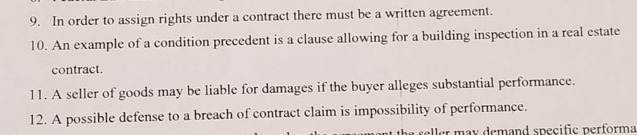 Solved n order to assign rights under a contract there must | Chegg.com
