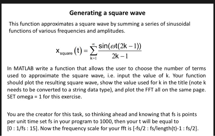 Solved Generating a square wave This function approximates a | Chegg.com
